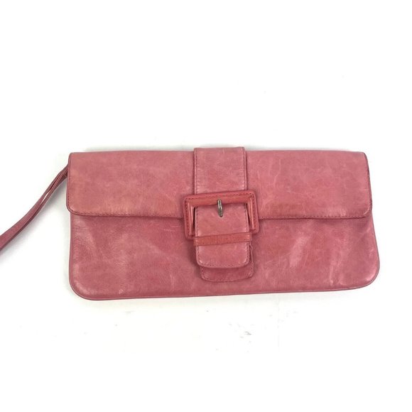 HOBO | Bags | Hobo Audrey Wrsitlet Wallet Pink Distressed Leather ...